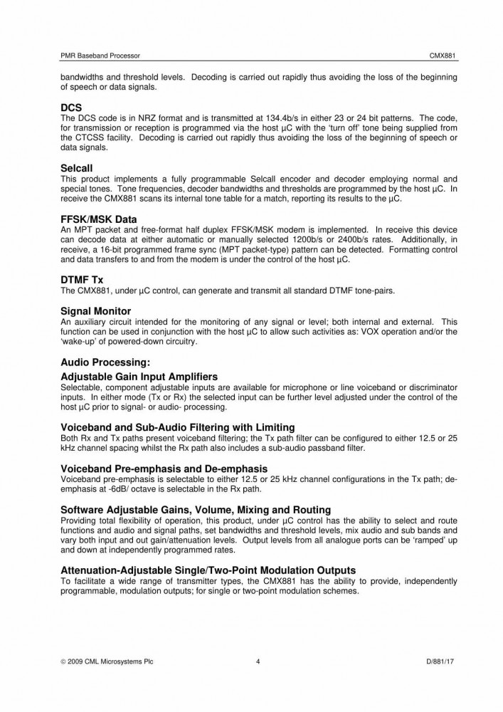 CMX881E1 technical document page 4