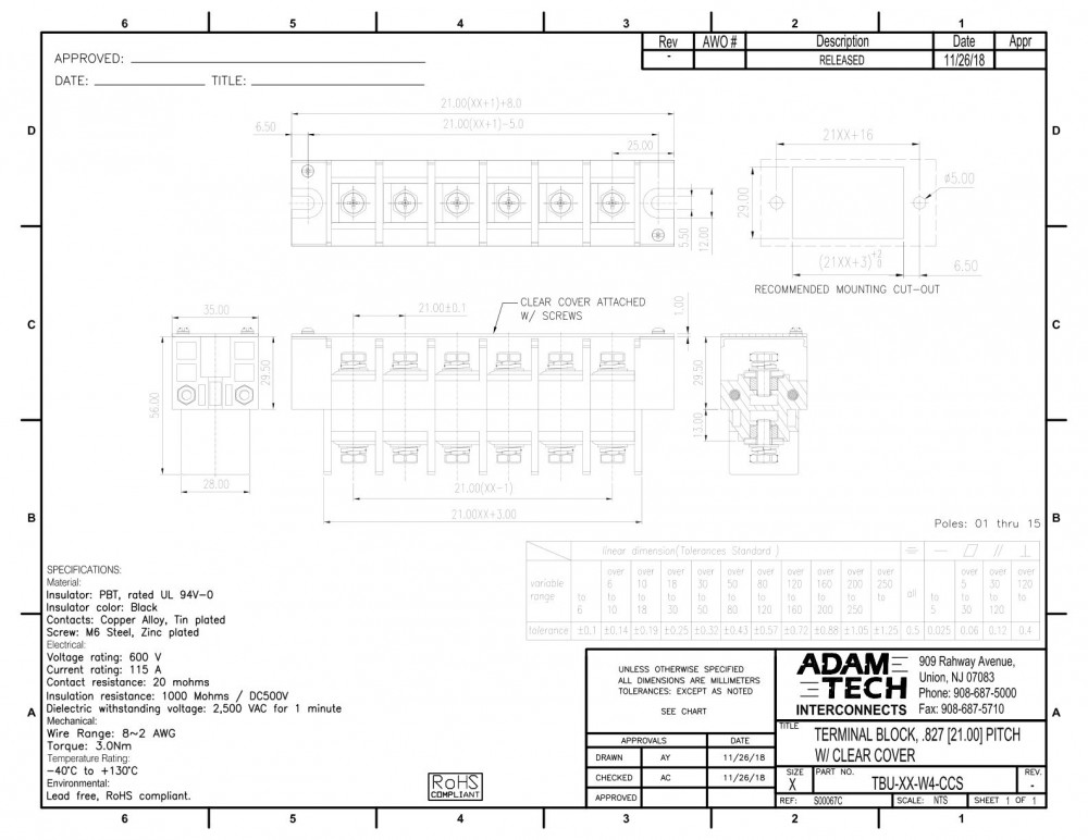 ADAM TECH TBU-05-W4-CCS technical document page