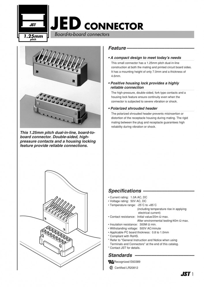 JST JED connector datasheet page 1