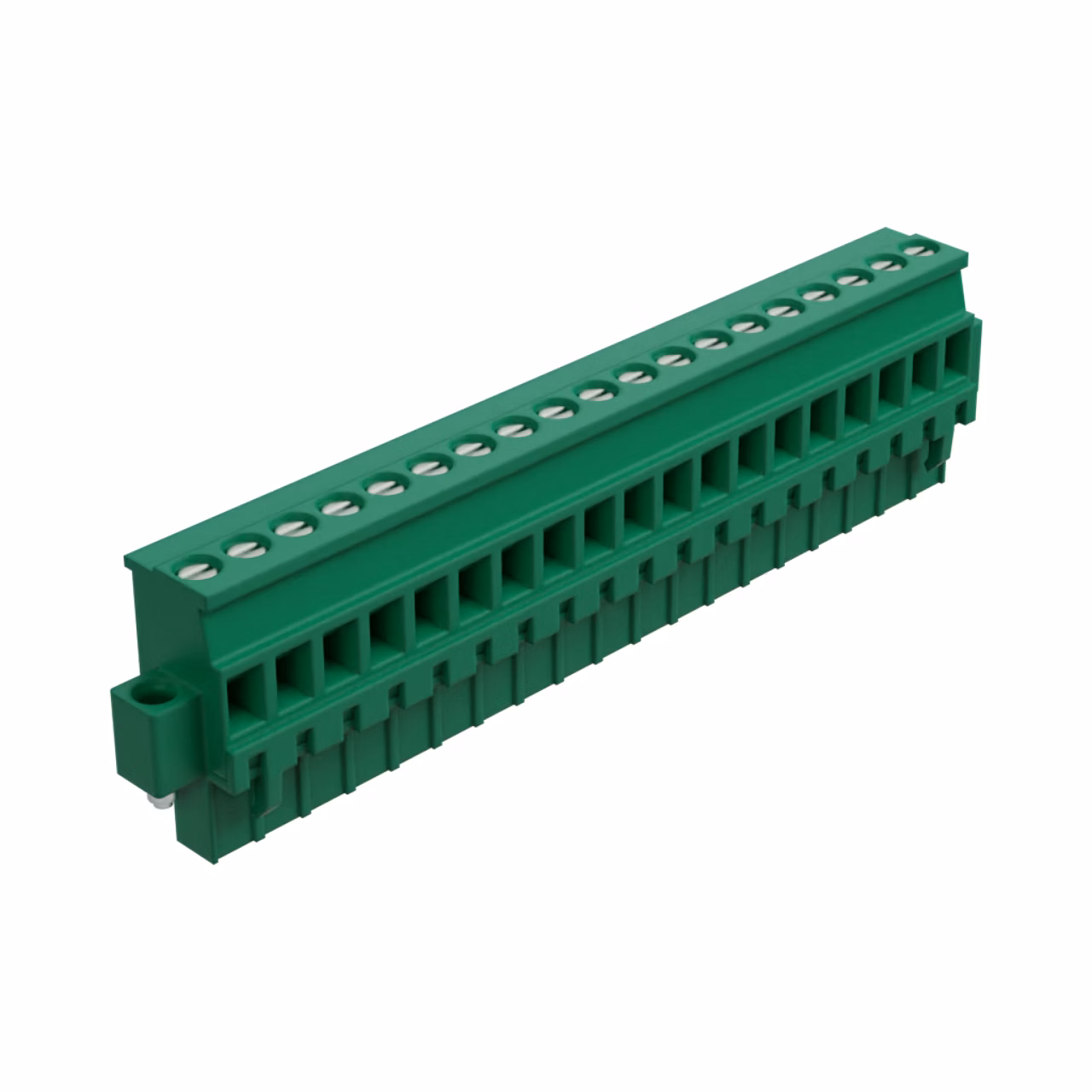5.00mm Pitch Eurostyle Vertical Plug, with Retention Screws and Standard  Imprinting, Front Wire Entry, Green Housing, Gold (Au) Plated, 19 Circuits for sale