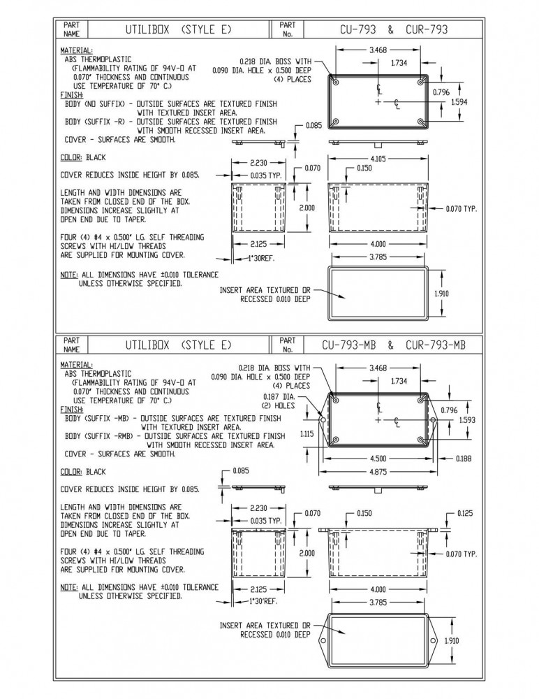 CU-793 Utilibox technical drawing image