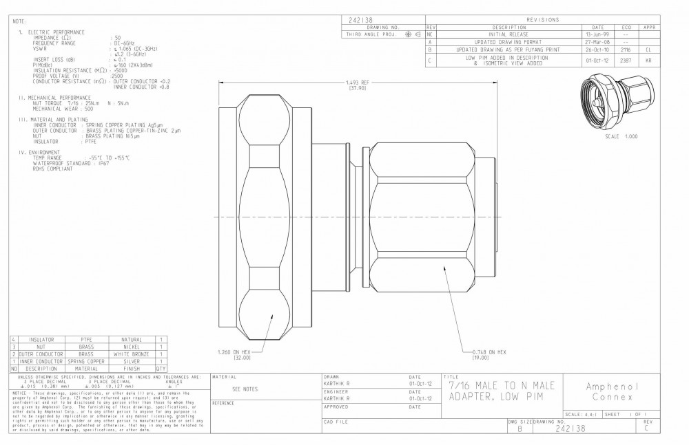 Amphenol 242138 technical drawing preview