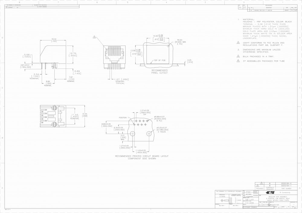 TE Connectivity 5555164-1 technical drawing preview