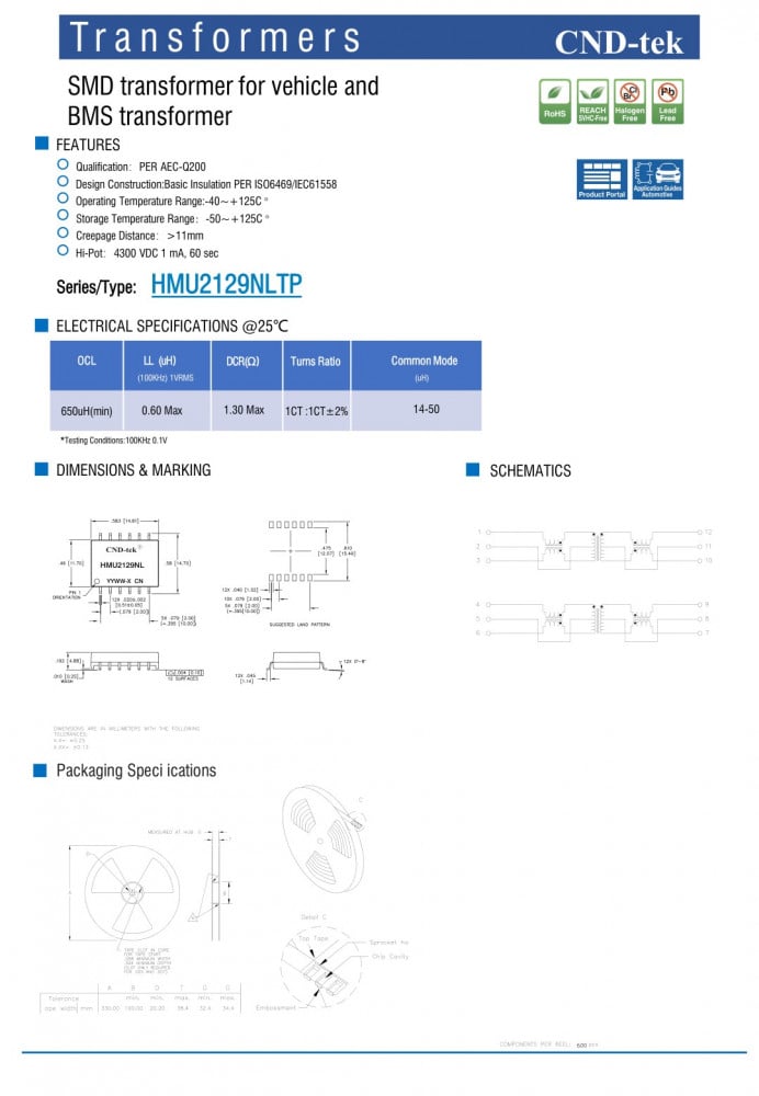 HMU2129NLTP-CND technical datasheet page
