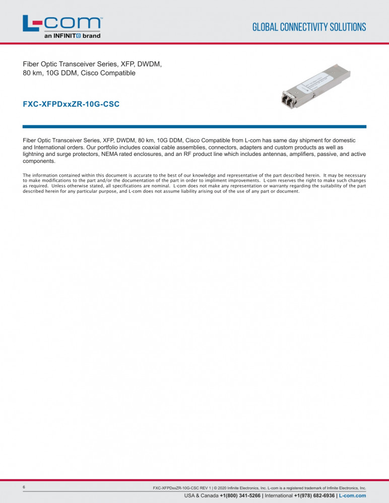 L-com FXC-XFPD51ZR-10G-CSC datasheet page 6