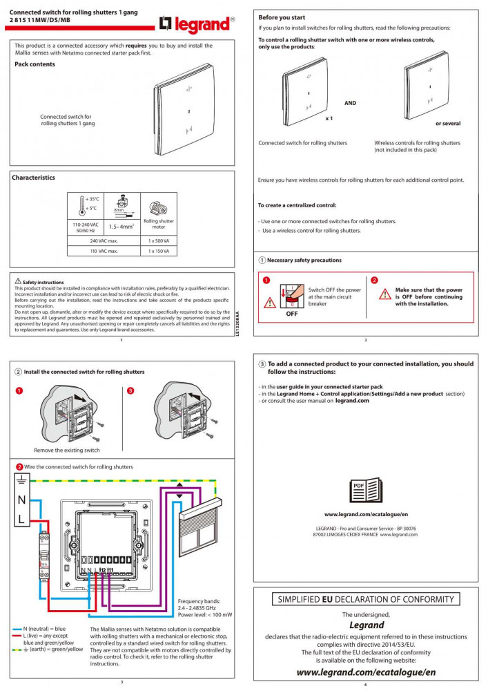Legrand 281511MB product documentation, page 1