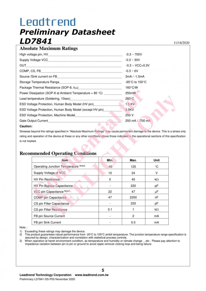 LD7841 datasheet page 5