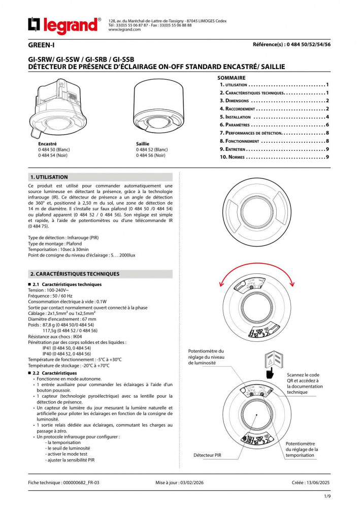 Legrand GREEN-I technical document page 1