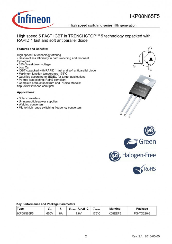 IKP08N65F5 datasheet page 2