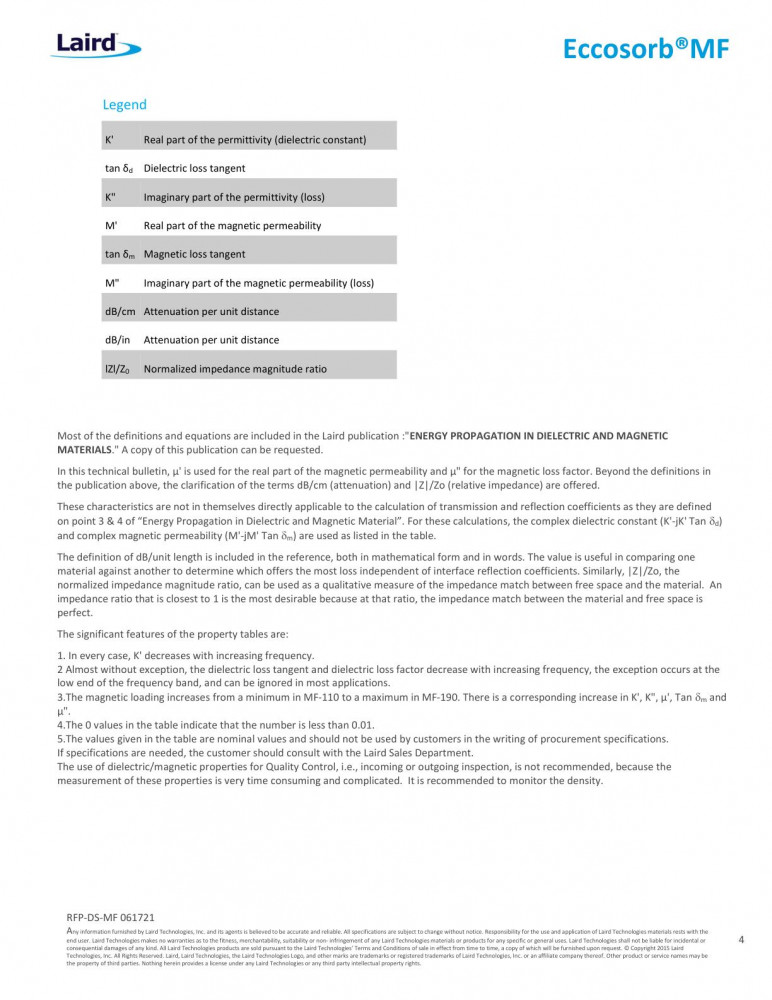 Laird Eccosorb MF technical bulletin page 4