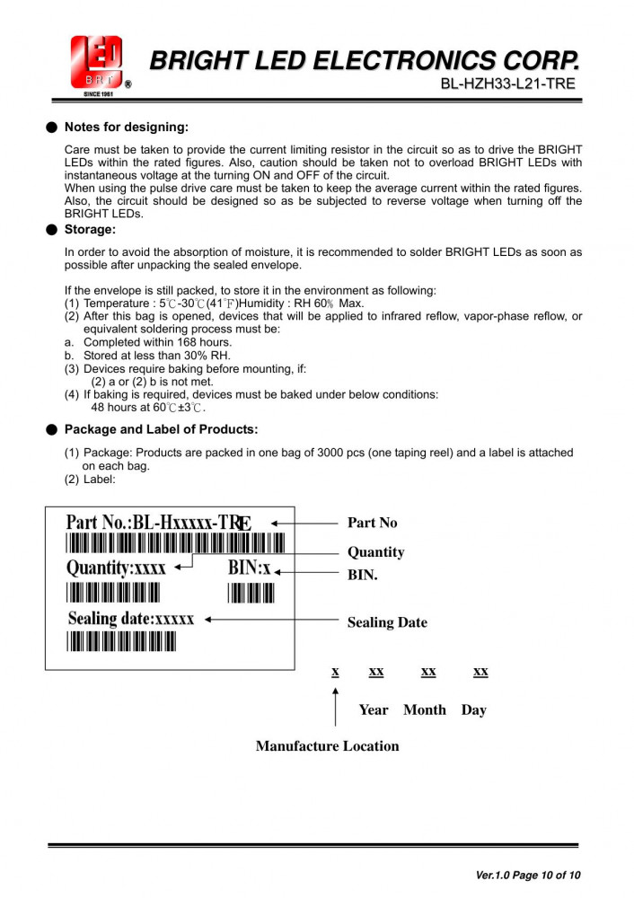 BL-HZH33-L21-TRE datasheet page 10