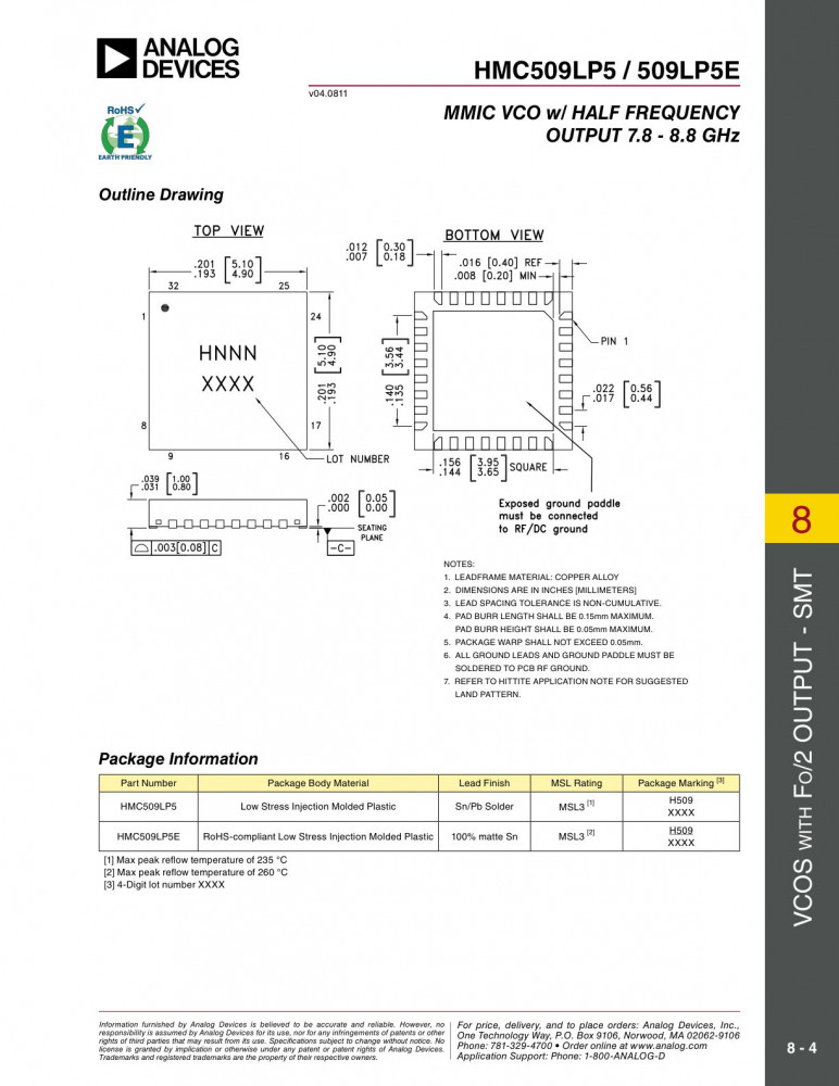 HMC509LP5E technical document, page 4