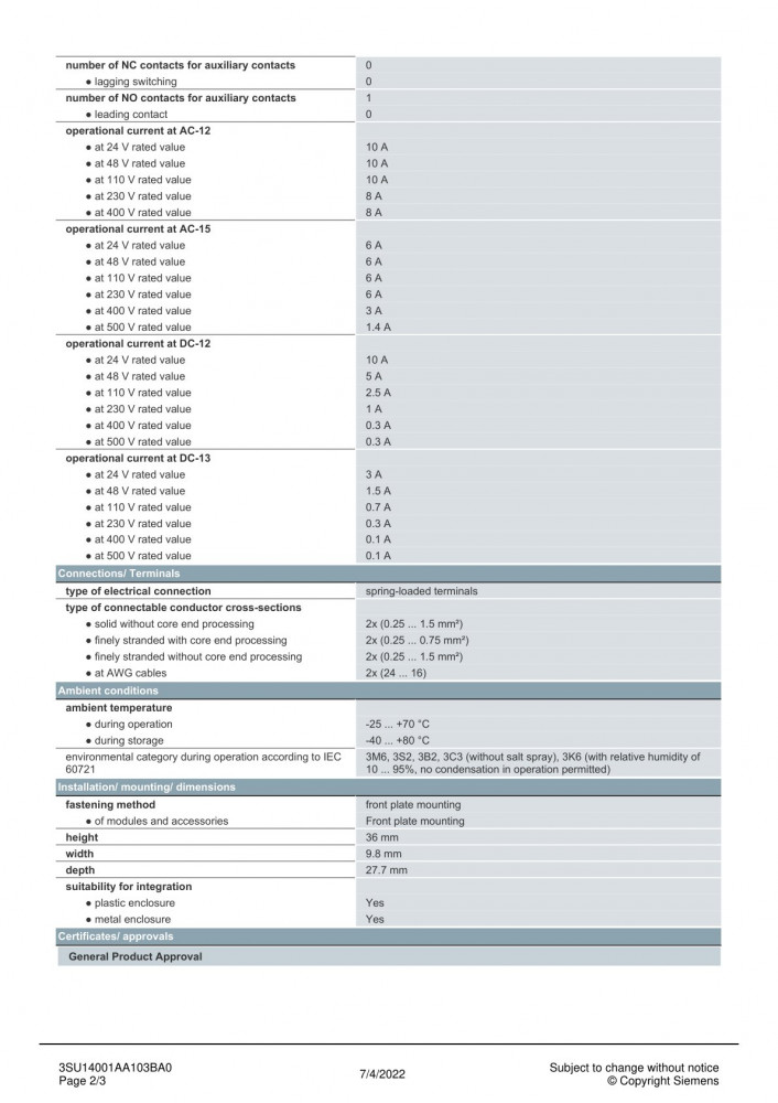 3SU14001AA103BA0 technical document page 2