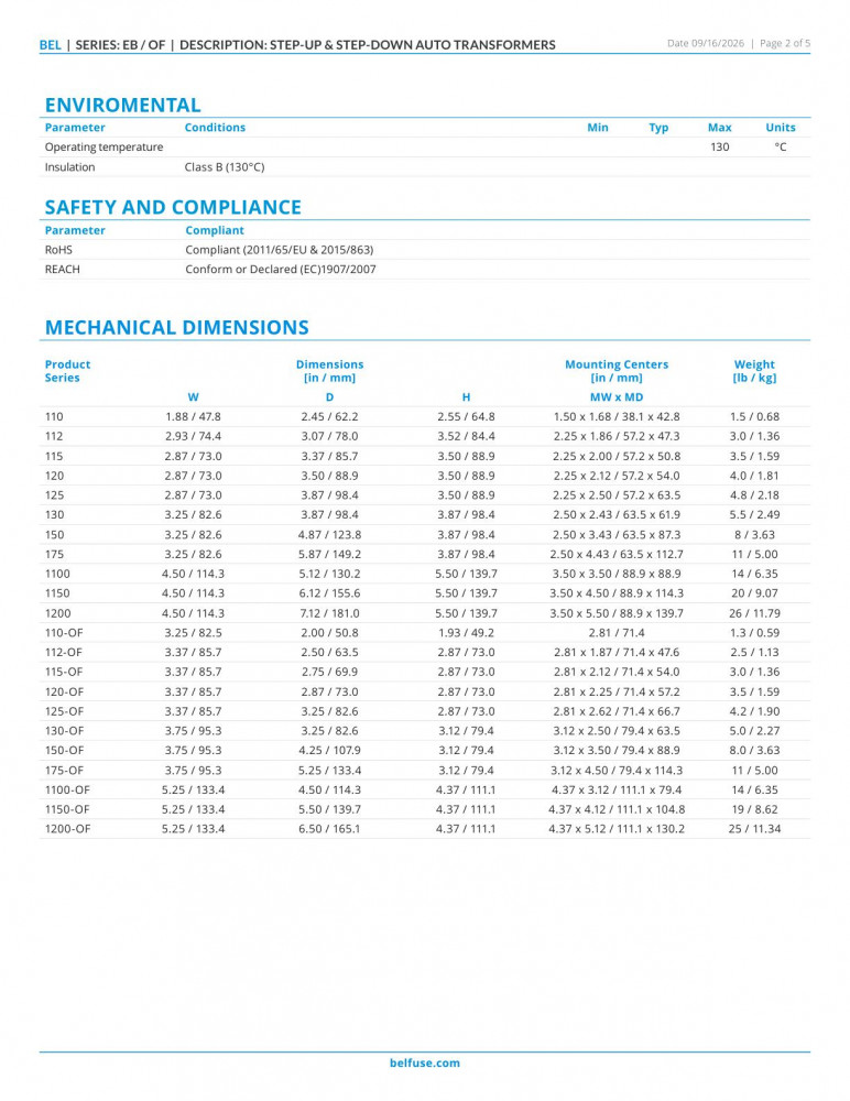 120-OF series technical document, page 2