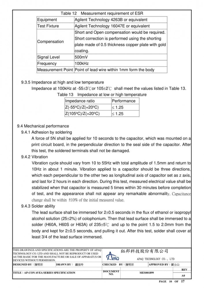 APAQ 160AVEA271M0610 document page 10