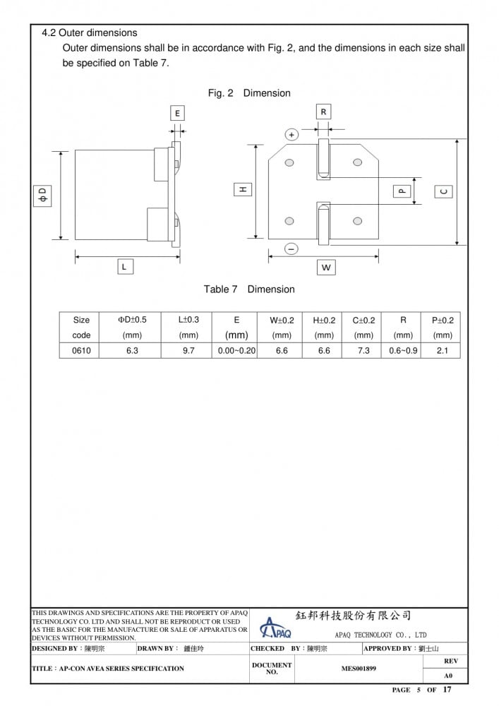 APAQ 160AVEA271M0610 document page 5