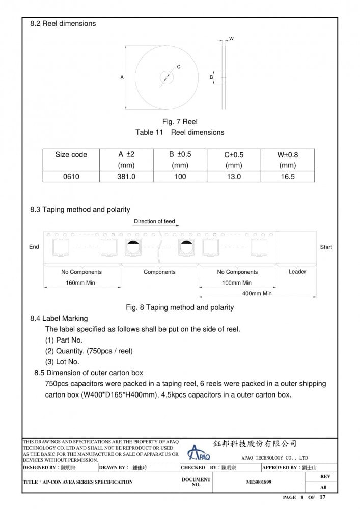 APAQ 160AVEA271M0610 document page 8