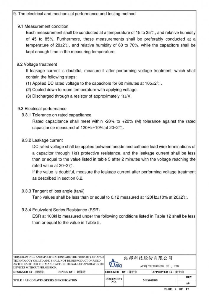 APAQ 160AVEA271M0610 document page 9