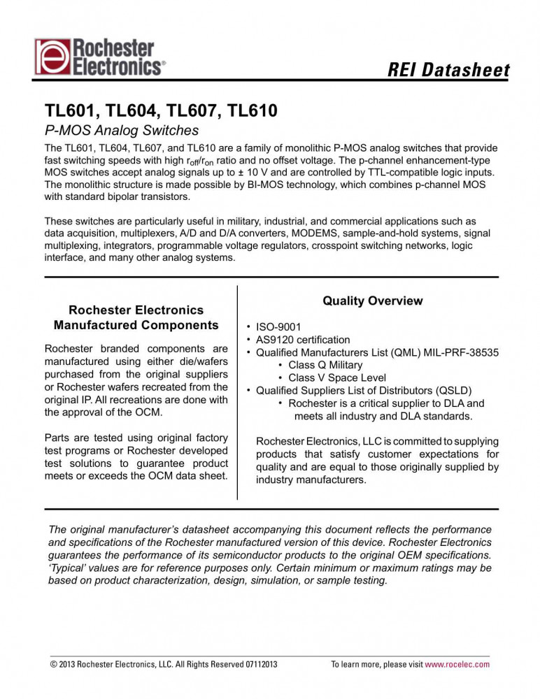 TL604 family datasheet page 1