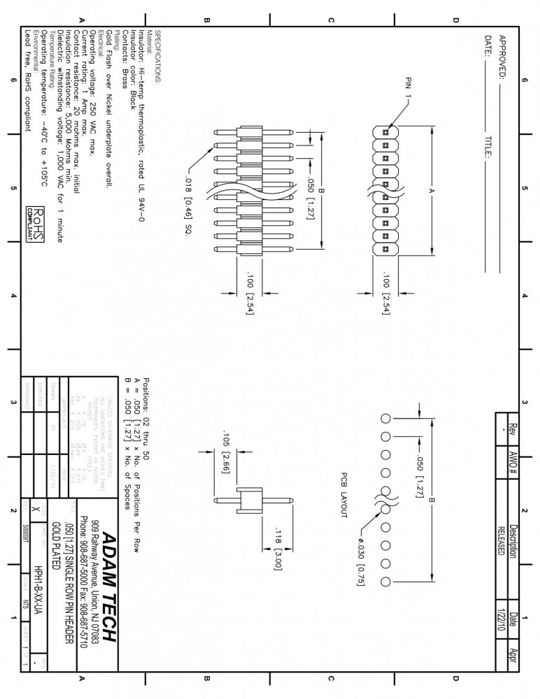 ADAM TECH HPH1-B-15-UA technical drawing preview