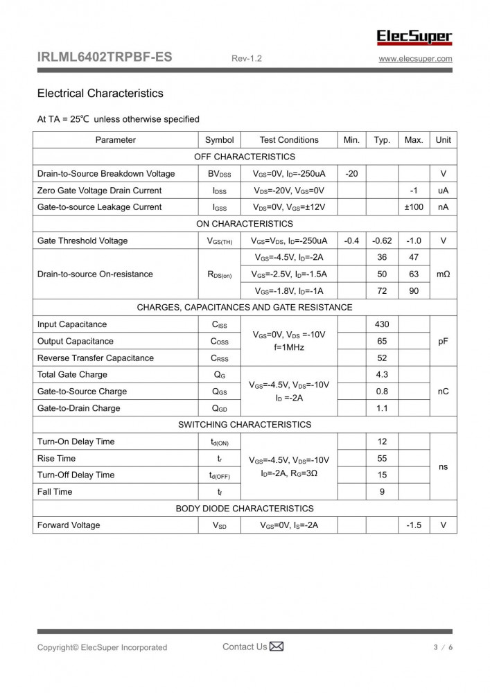 IRLML6402TRPBF-ES datasheet page 3