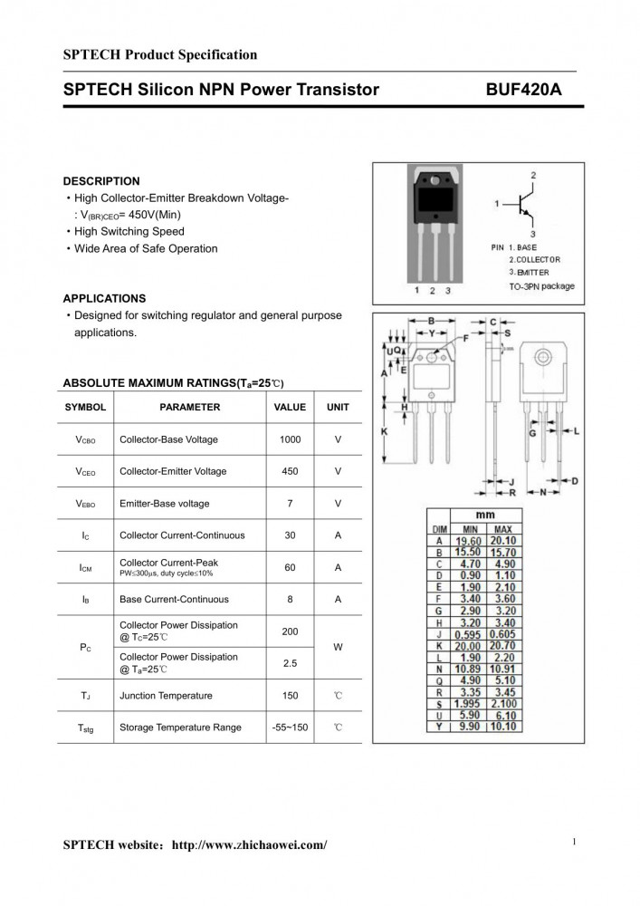 BUF420A datasheet page 1
