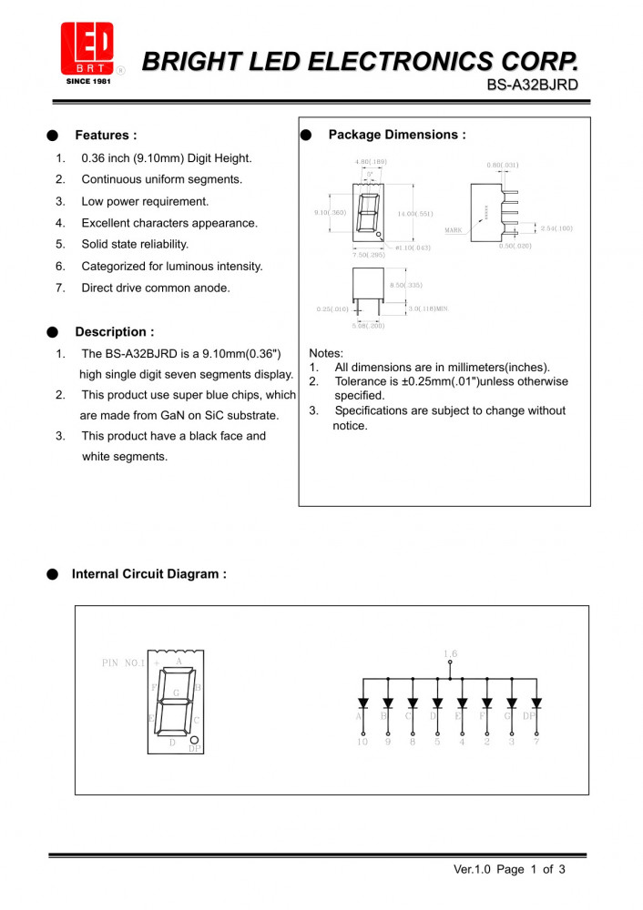 BS-A32BJRD technical documentation page 1