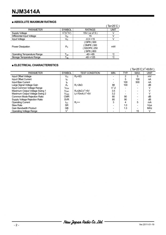 NJM3414A datasheet page 2