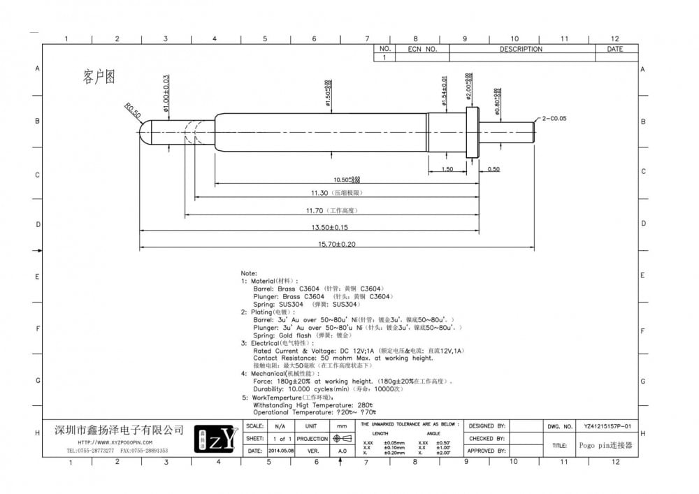 YZ41215157P-01 product specification page 3