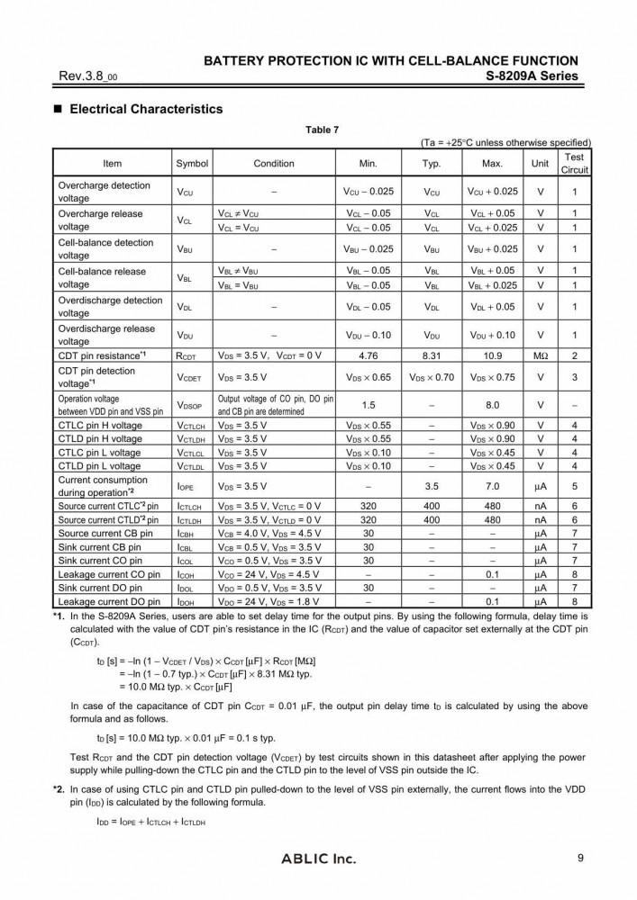 S-8209A datasheet page 9