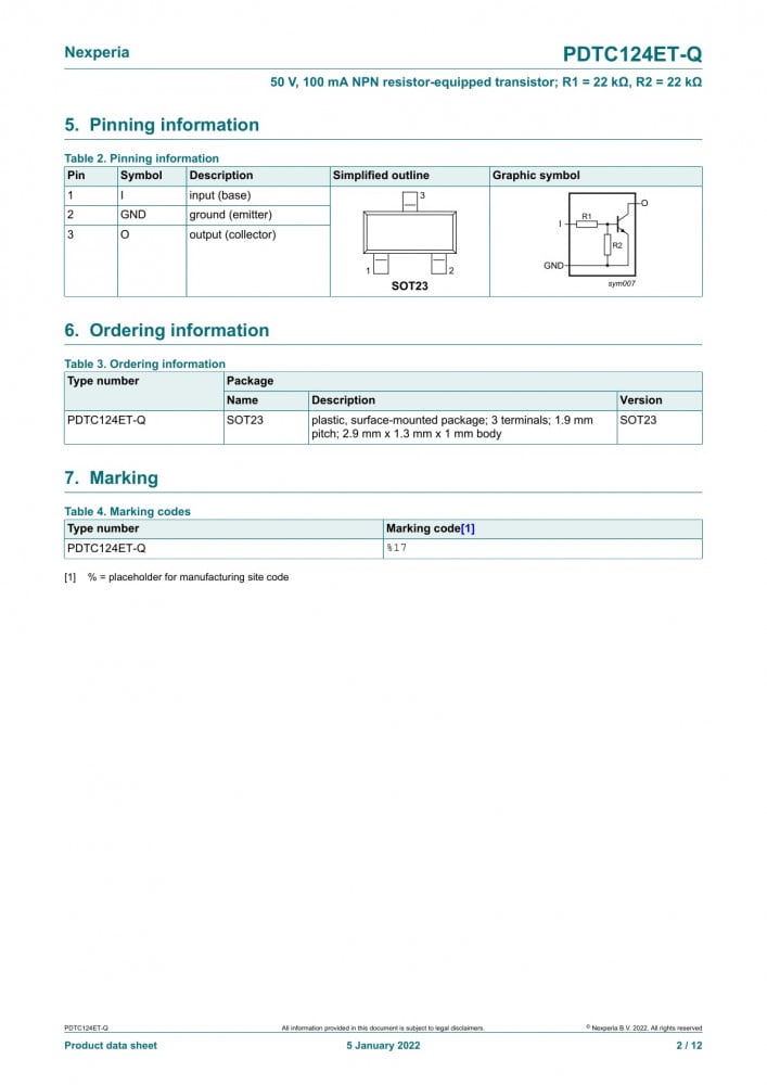 PDTC124ET-QR datasheet page 2