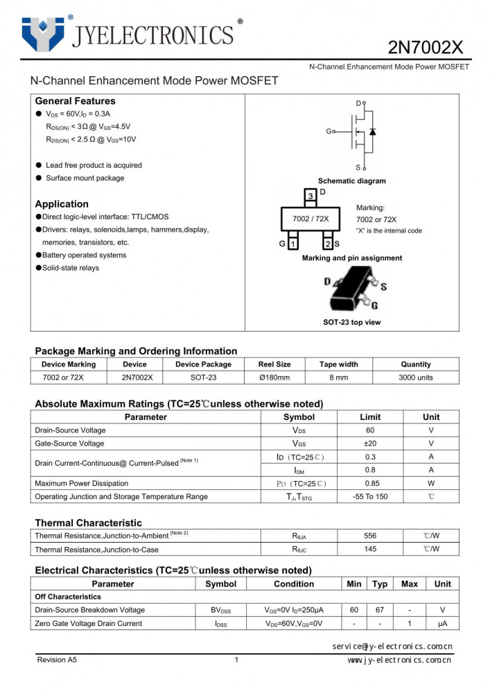 2N7002X datasheet page 1