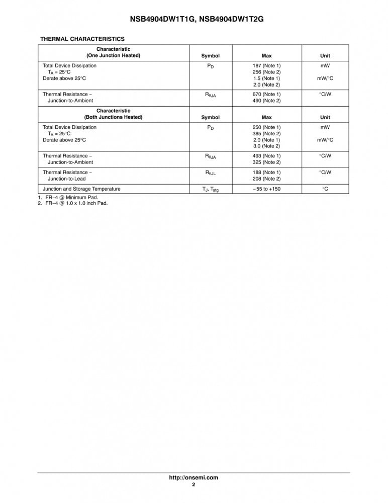 NSB4904DW1T1G datasheet page 2