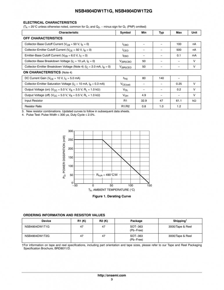 NSB4904DW1T1G datasheet page 3