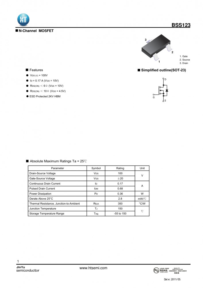 BSS123 SA datasheet page 1