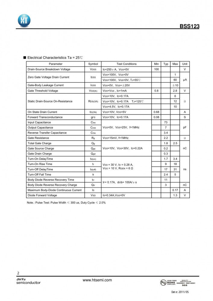 BSS123 SA datasheet page 2
