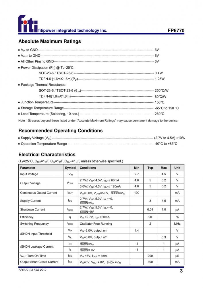 FP6770 datasheet page 3