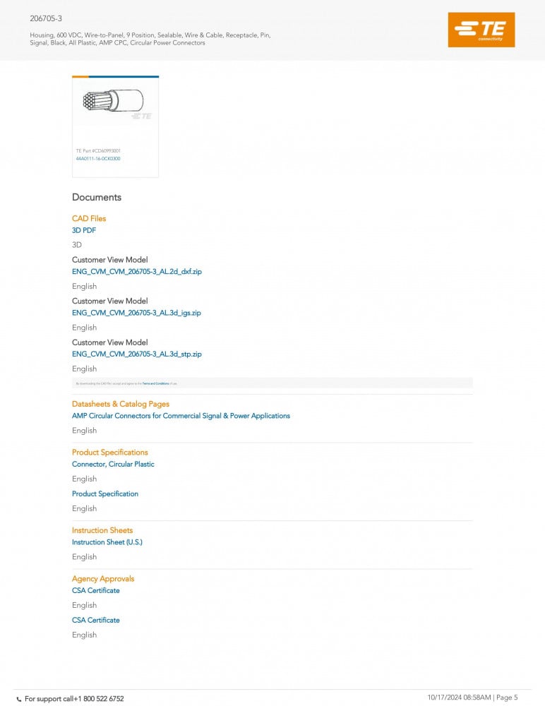 TE Connectivity 206705-3 technical document page 5