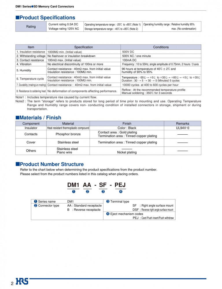 HRS DM1 Series datasheet page 2