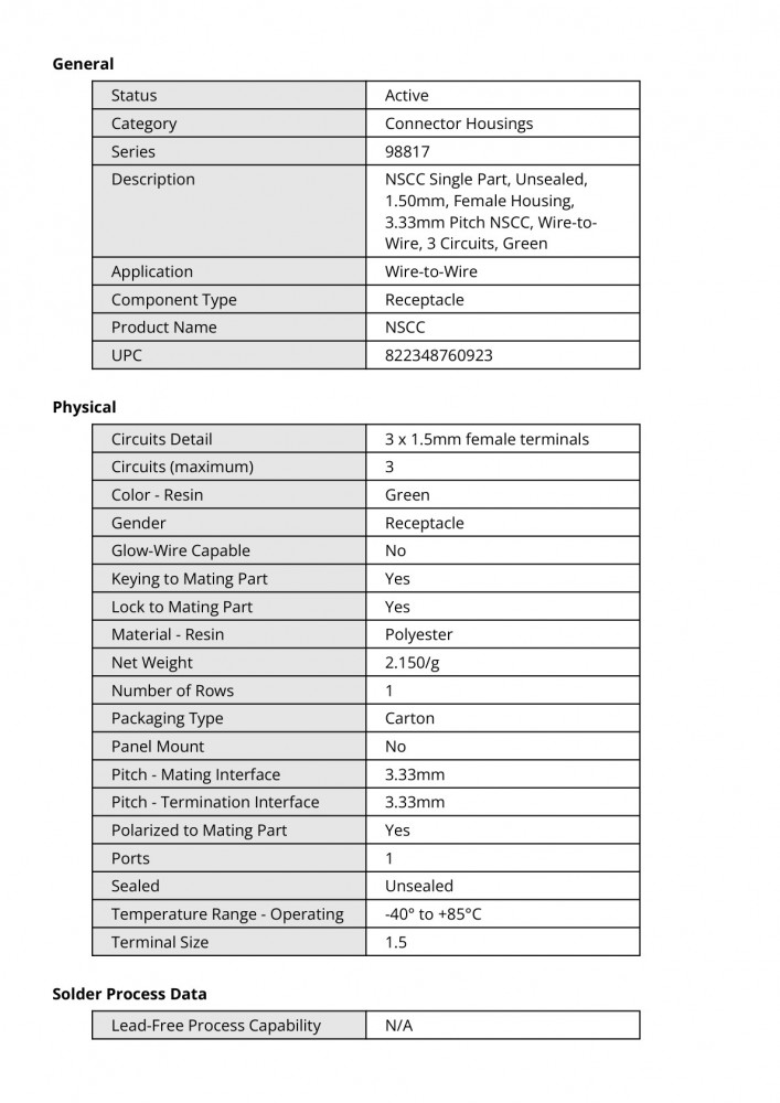 Technical document image 2 for Molex 988171035