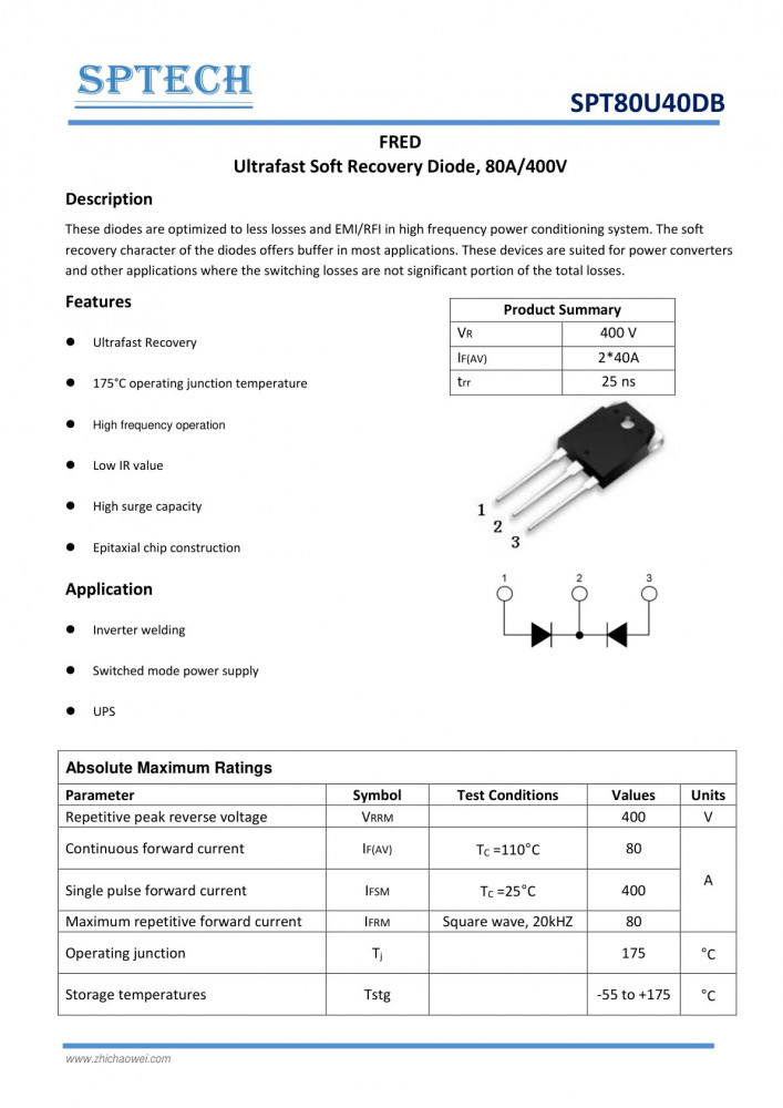 SPT80U40DB datasheet page 1