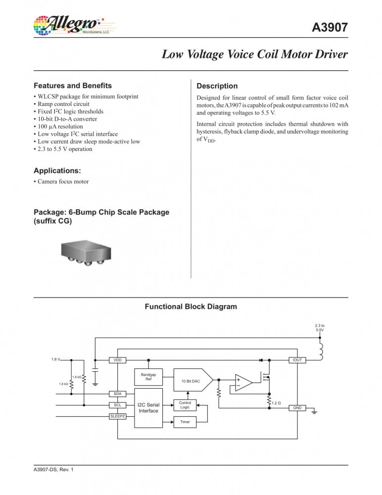 A3907ECGTR datasheet page 1