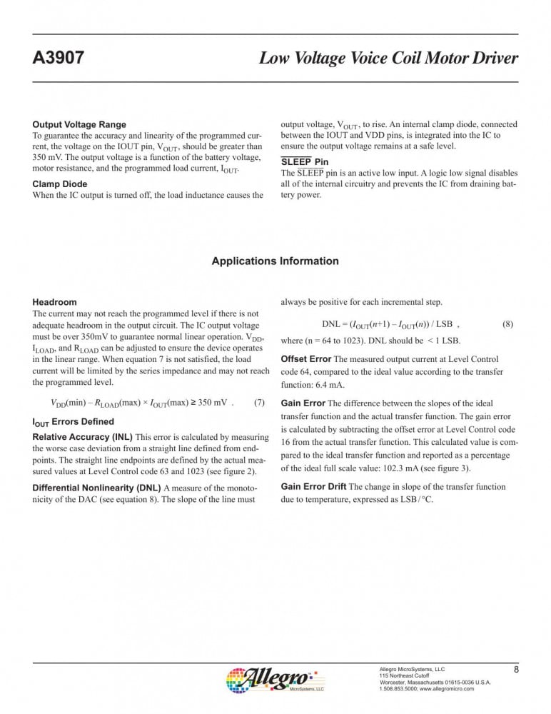 A3907ECGTR datasheet page 8