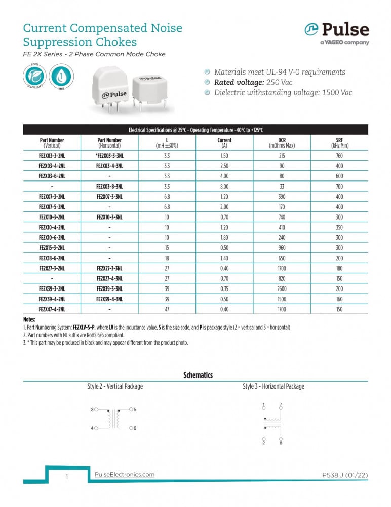 PULSE FE 2X Series datasheet page 1