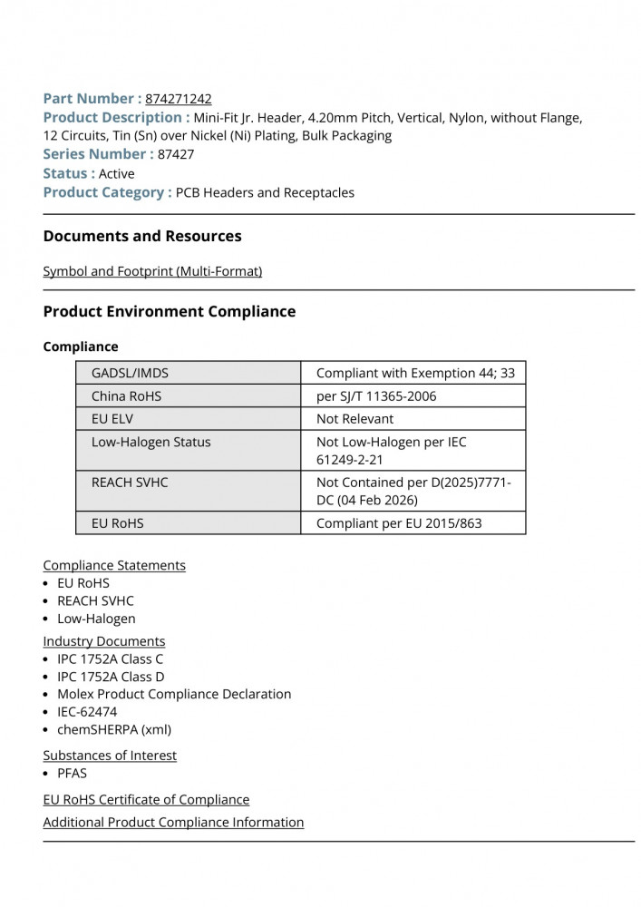 MOLEX 874271242 document image 1