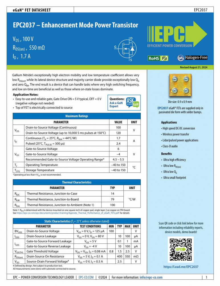 EPC2037 technical document page 1