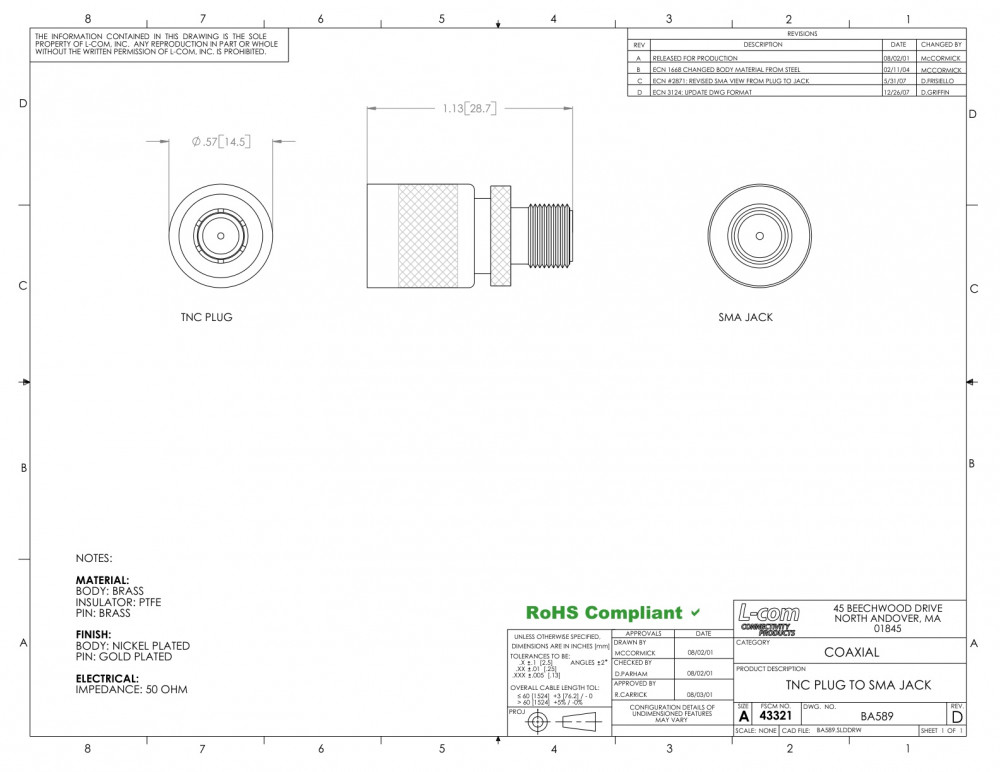 L-com BA589 technical document page