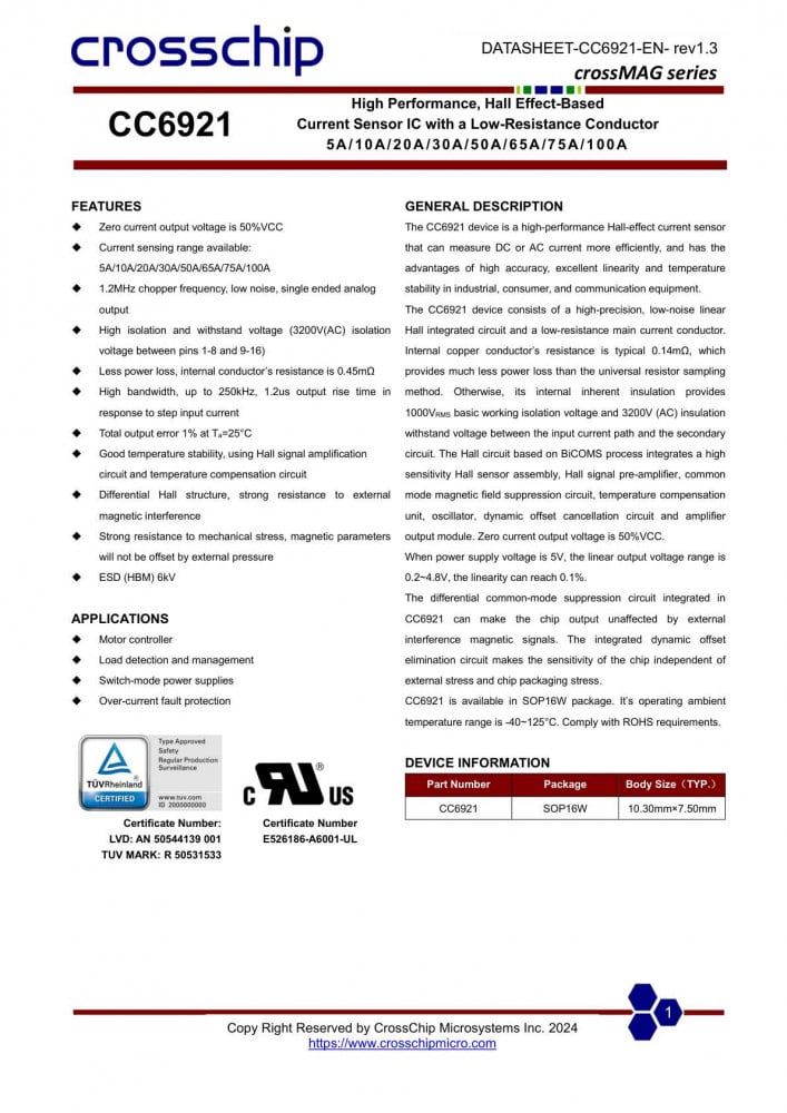 CC6921 datasheet page 1