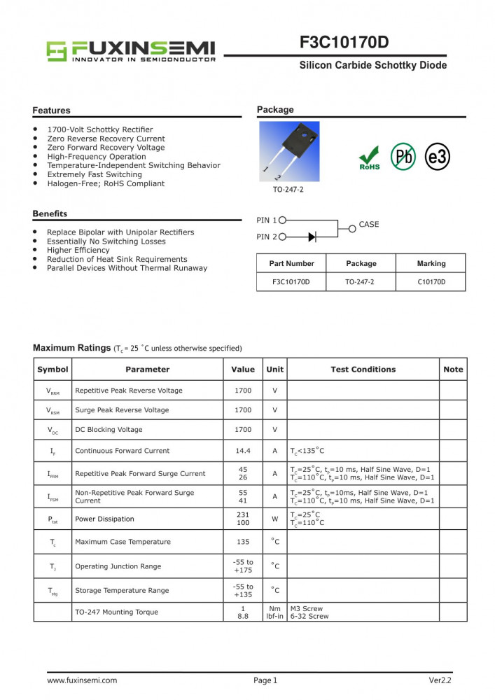 F3C10170D datasheet page 1