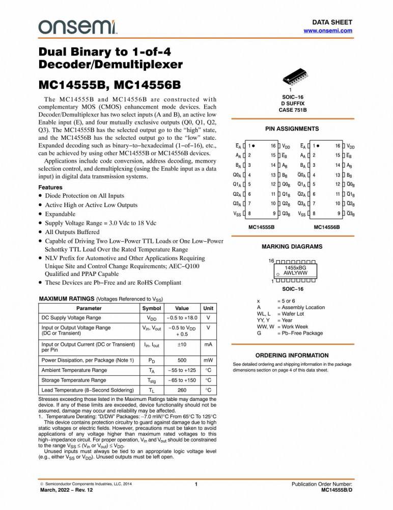 MC14556B datasheet page 1